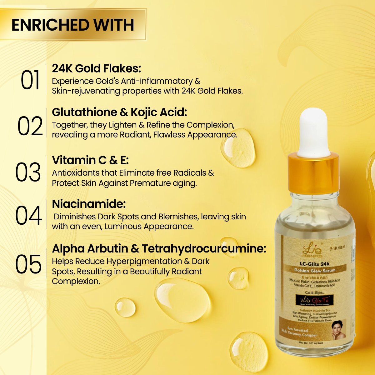 LC Glitz 24K Golden Glow Face Serum – Lio Cosmeds