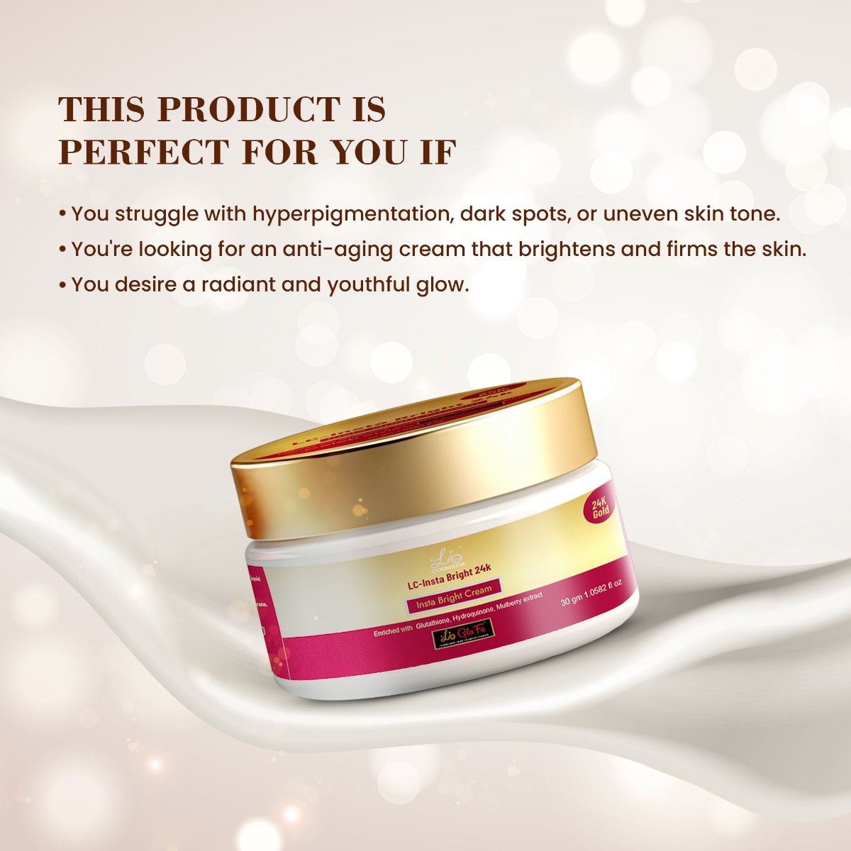 LC Insta Bright 24K Gold Anti Melasma Anti Pigmentation Cream – Lio Cosmeds