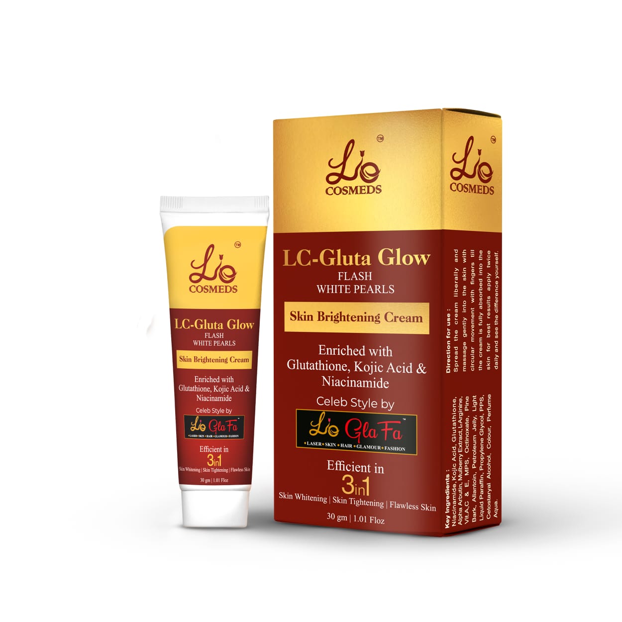 LC Gluta Glow Flash White Pearls Cream for Skin Whitening, Skin Tighte ...